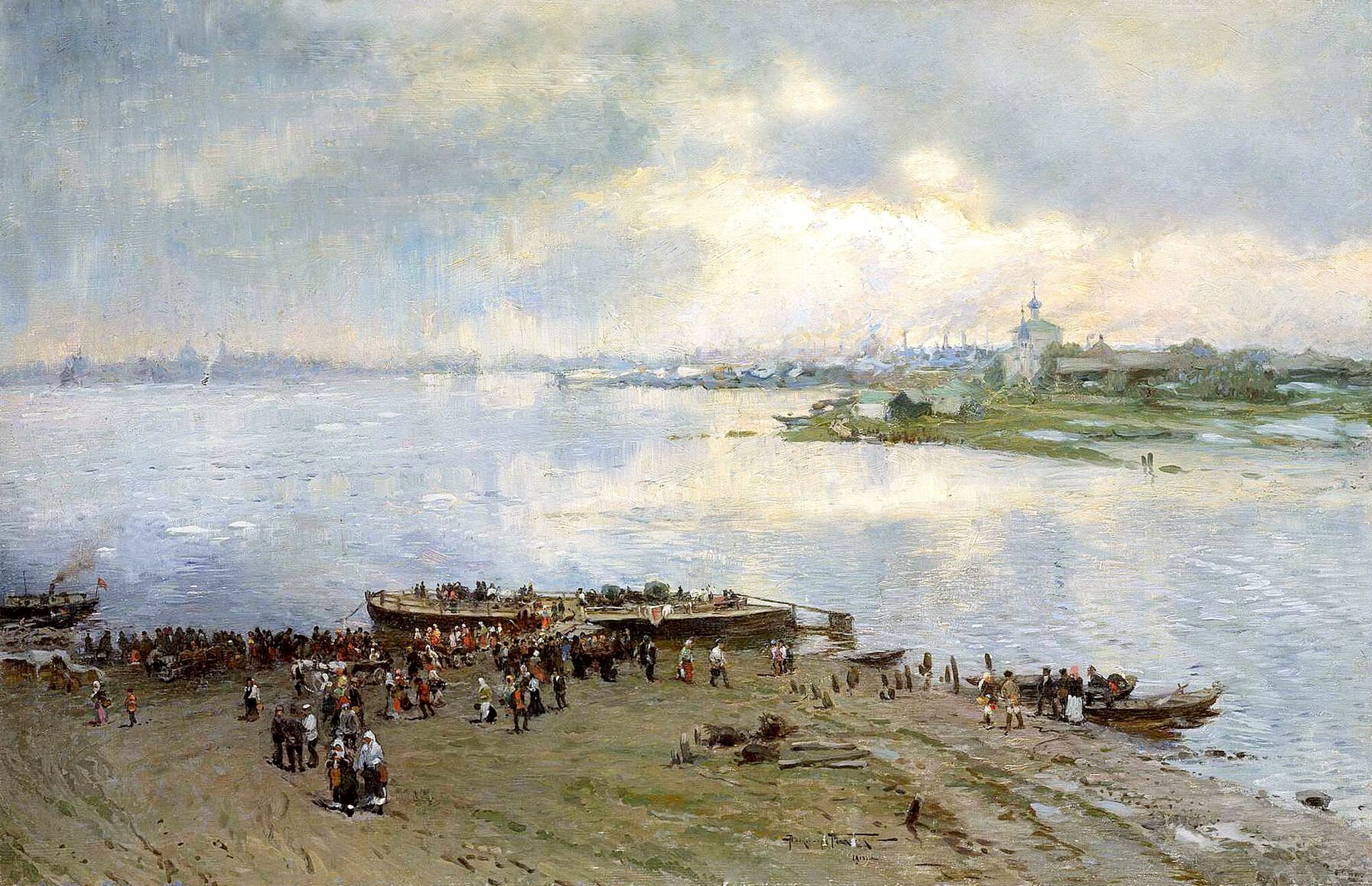 Картина Маковского Александра Перевоз на Волге 80х52 см