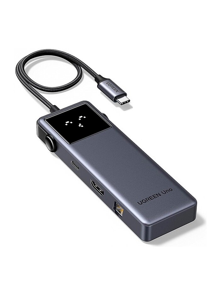 Док-станция UGREEN CM888 45155_ UNO 7-in-1 4K/60Hz USB-C+3*USB-A+Ethernet+PD 100W+HDMI Hub. Цвет: се