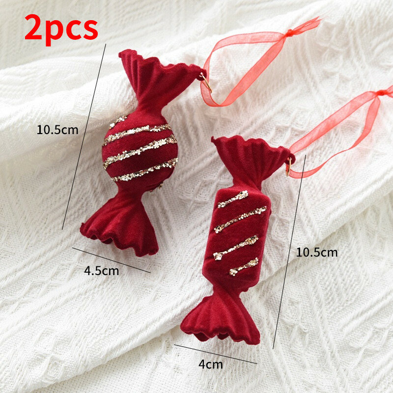 Роскошные рождественские подвесные украшения из красного бархата в виде оленей для классического праздничного декора, конфеты