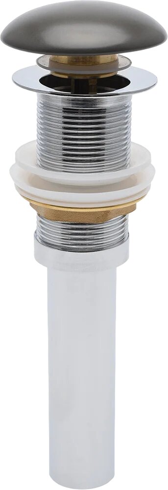 Донный клапан для раковины AQUAme AQM7002-0MDG без перелива, хром, серый, матовый, с системой клик-клак, латунный