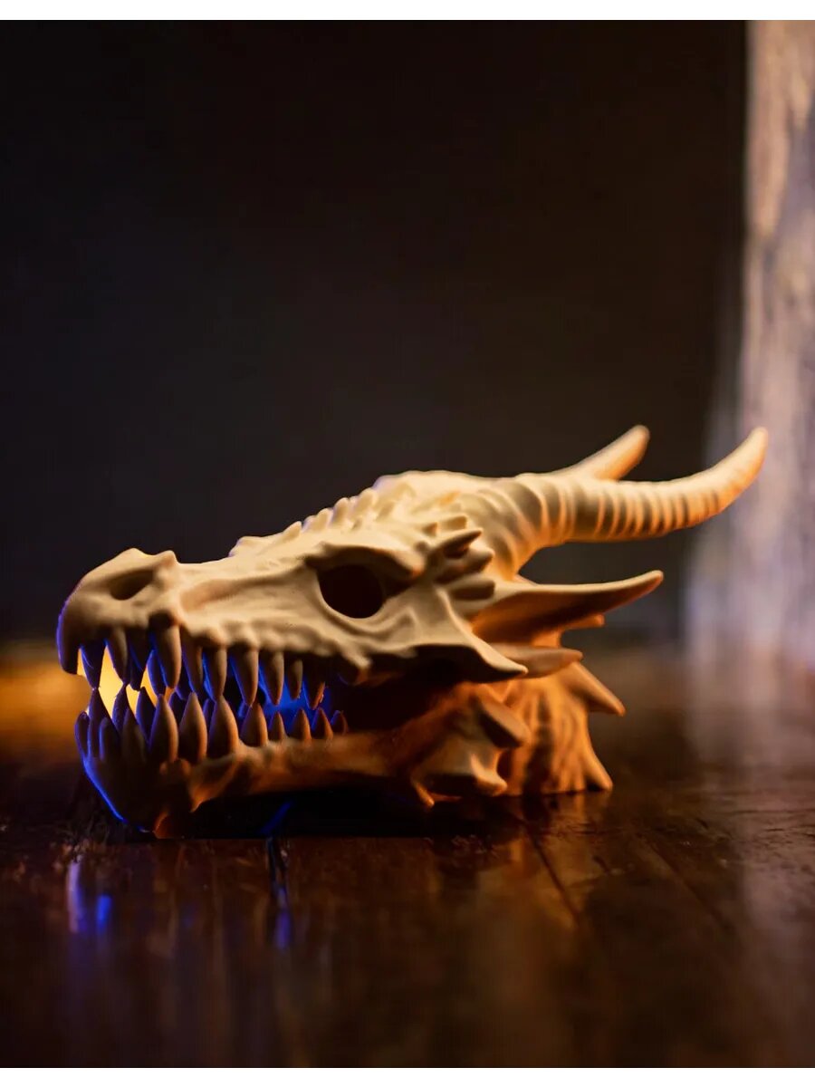 Фигурка Череп Дракон 2 цвет кость 3D печать готическая динозавр