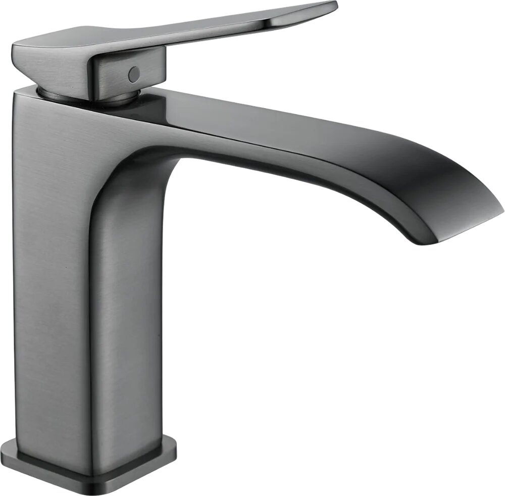 Смеситель для раковины Shevanik S4001T вороненая сталь, матовый, кран для ванной в раковину, из латуни, рычажный, с керамическим картриджем