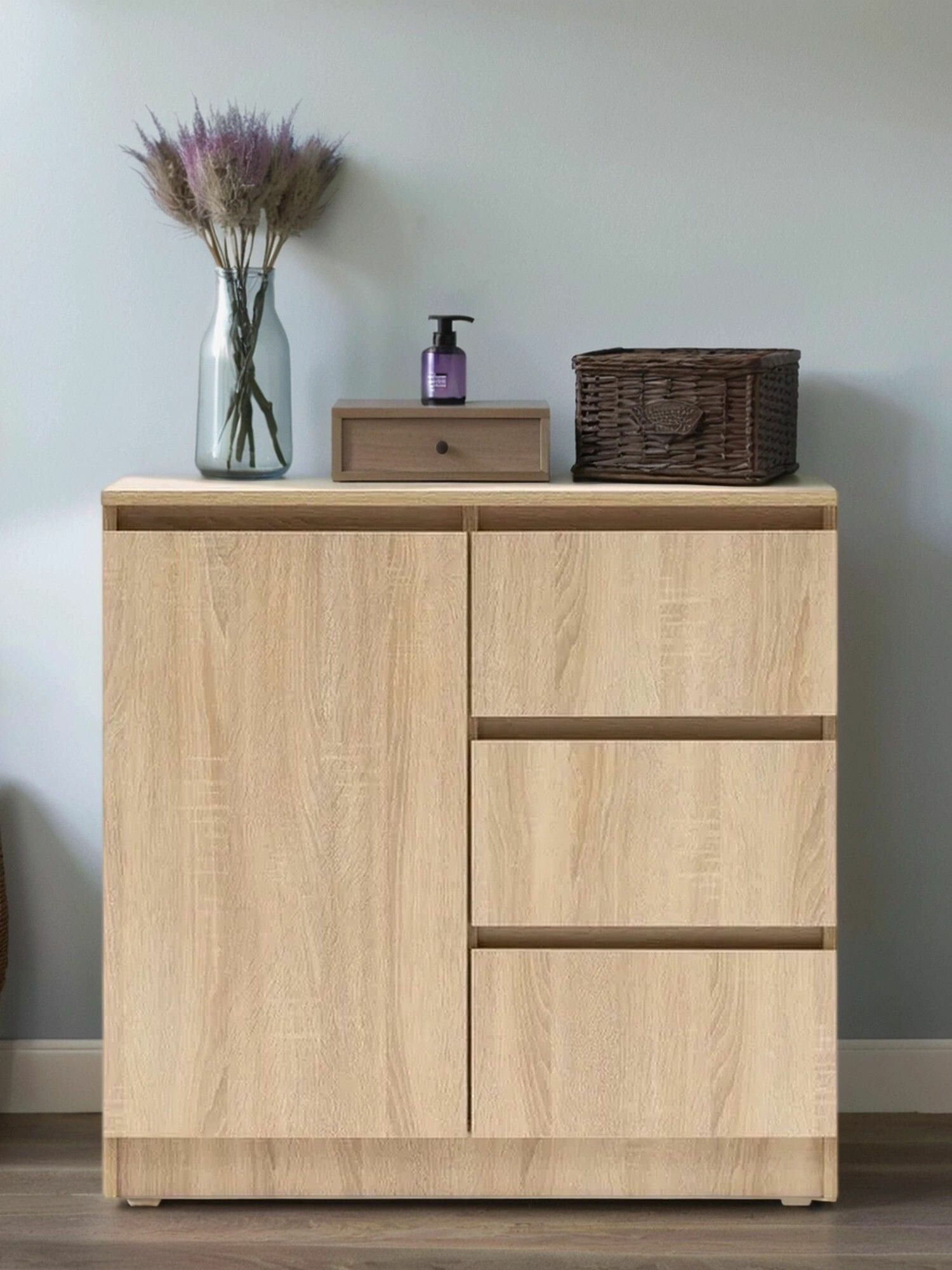 Комод Челси 800 (3 ящика+1 дверь) Дуб сонома