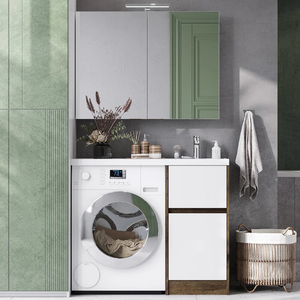 Мебель для ванной комнаты AQUATON Лондри 40 R, дуб рустикальный, белый