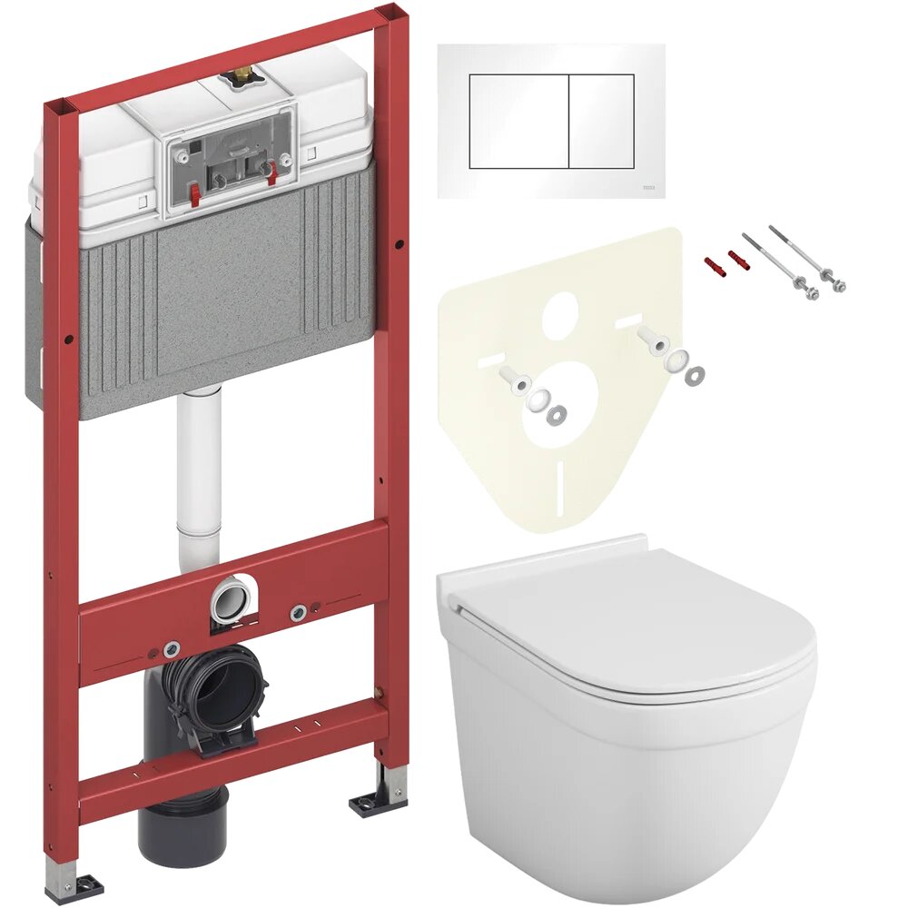 Комплект 2 в 1 Унитаз подвесной Owl 1975 Eld TOWLT190101 / Инсталляция с кнопкой TECE Base 9400413