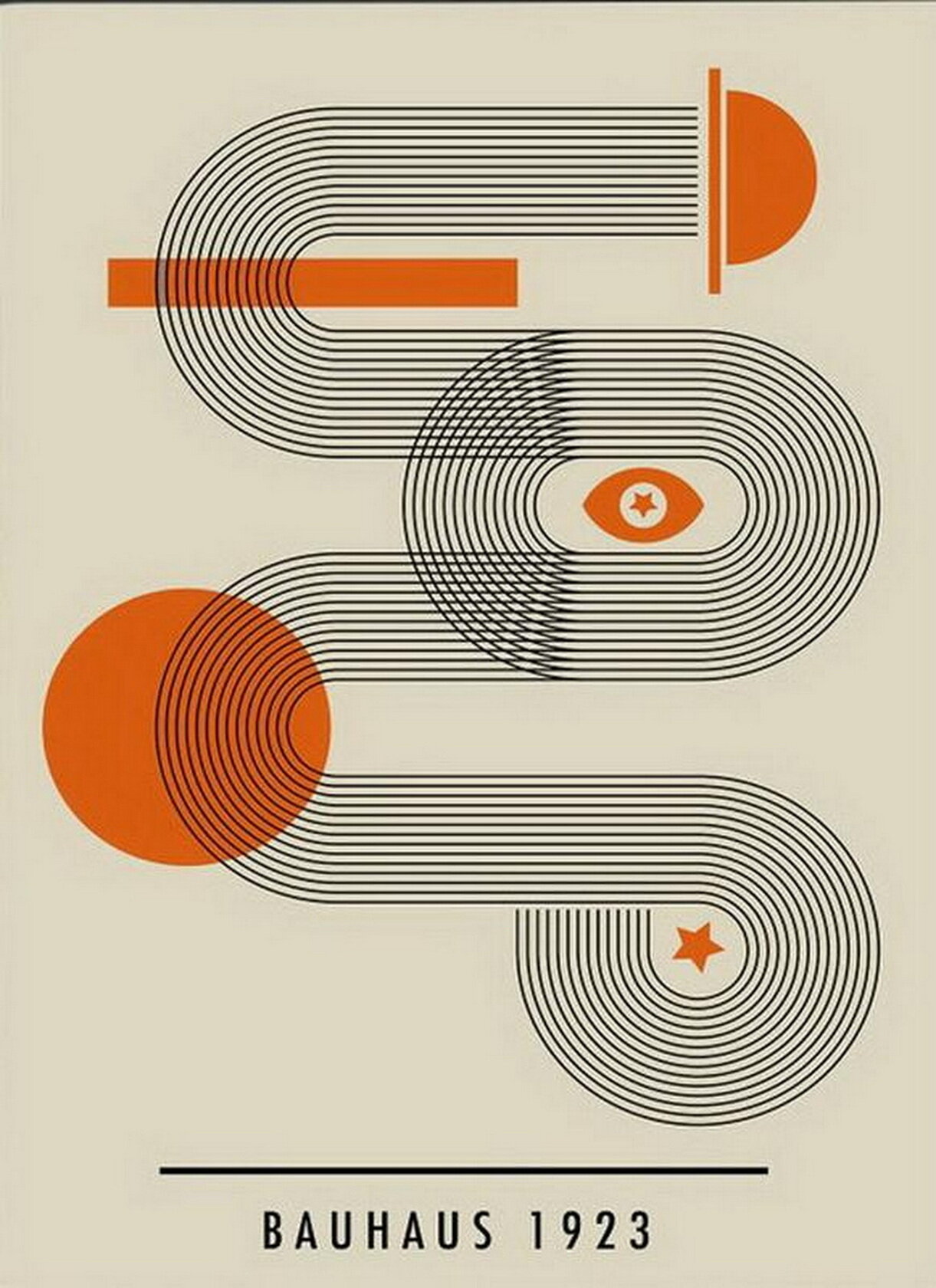 Плакат, постер Bauhaus 1923 (баухаус) на бумаге, размер 21х30см