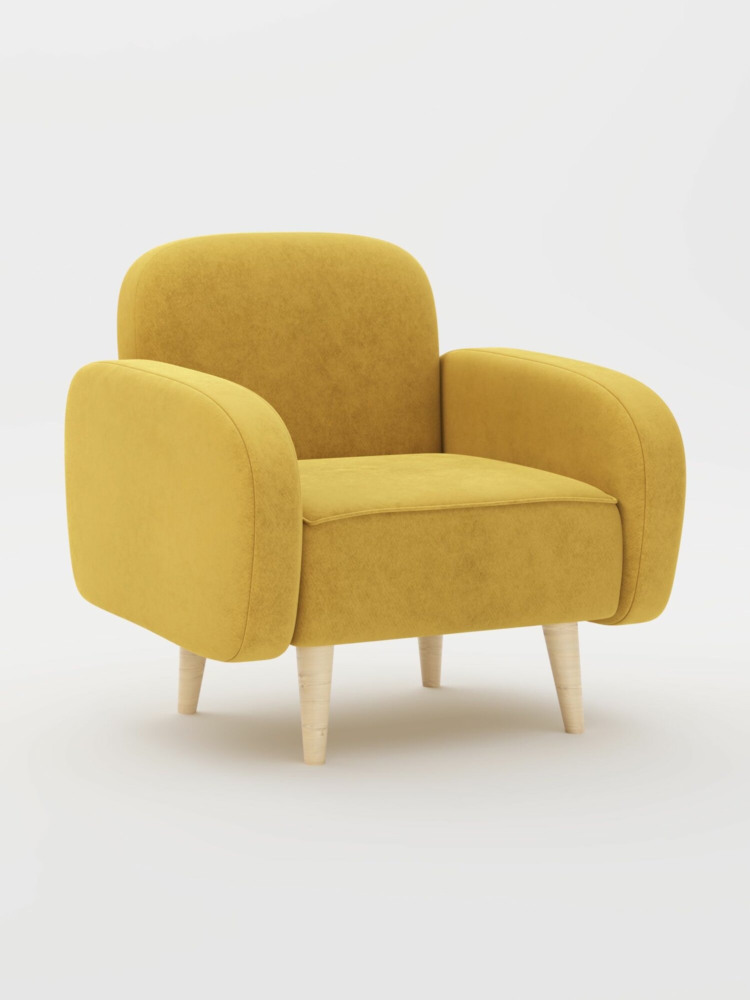 Кресло мягкое для дома, отдыха в гостиной, лорен от W&B, премиум велюр желтый