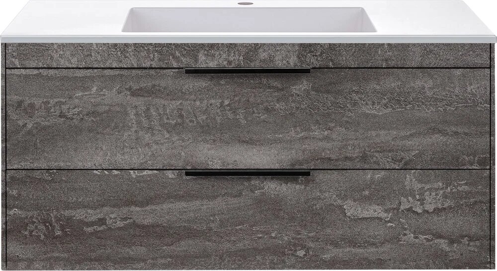Тумба под раковину без столешницы Vincea Chiara 2D подвесная, серая, матовая, из ЛДСП, тумба для ванной, с ящиками, с доводчиками, лофт