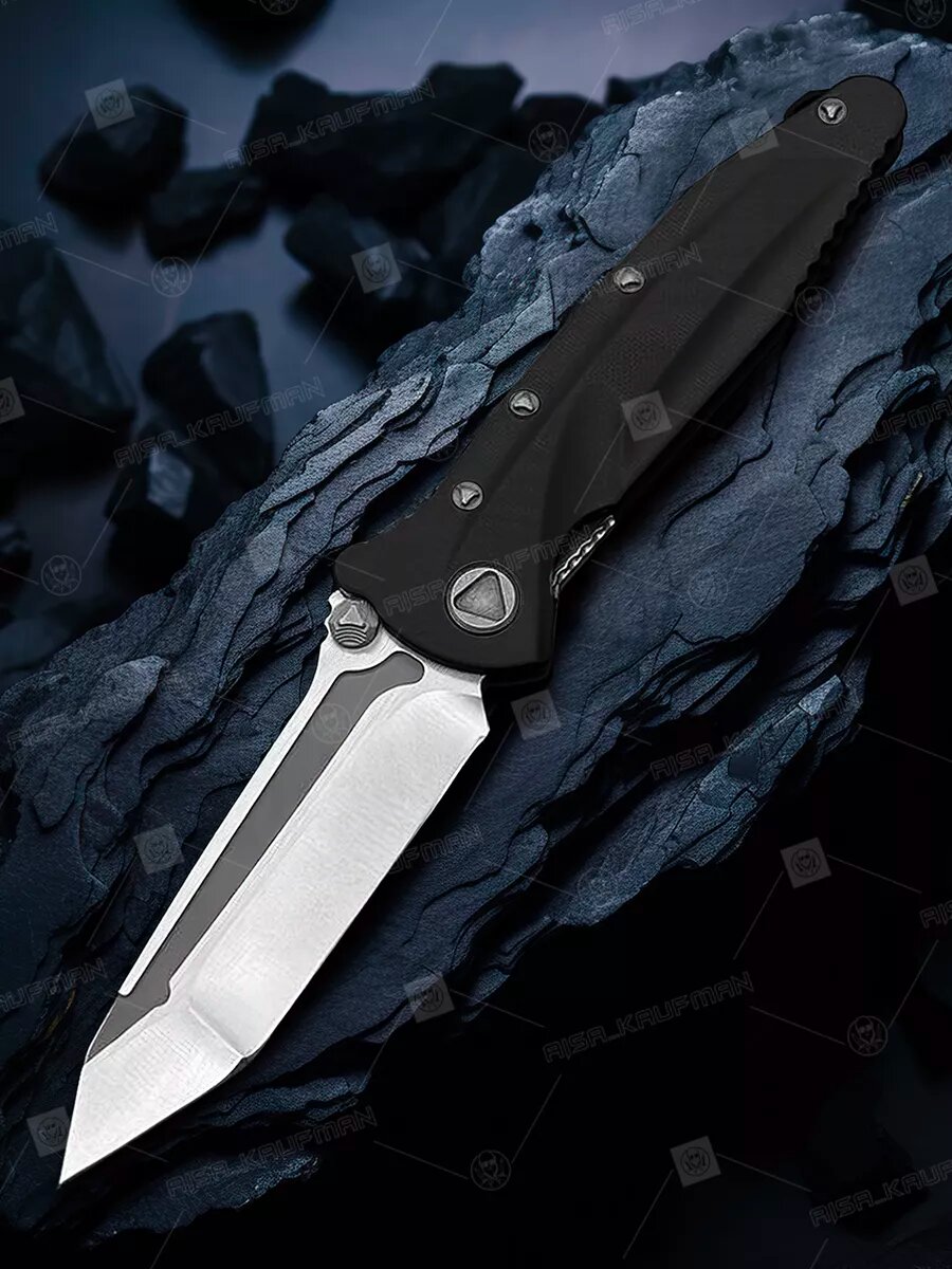 Нож складной туристический Socom Delta Tanto из стали D2, рукоять G-10, замок Liner-Lock, осевой подшипники, черный, edc