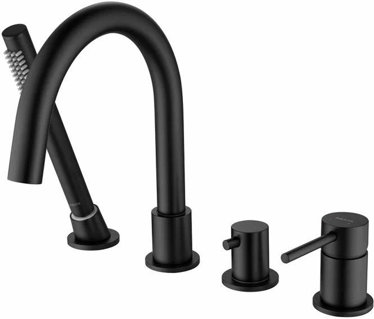 Смеситель для ванной Aquatek Европа AQ1348MB, встраиваемый, на борт ванны, однорычажный, чёрный матовый