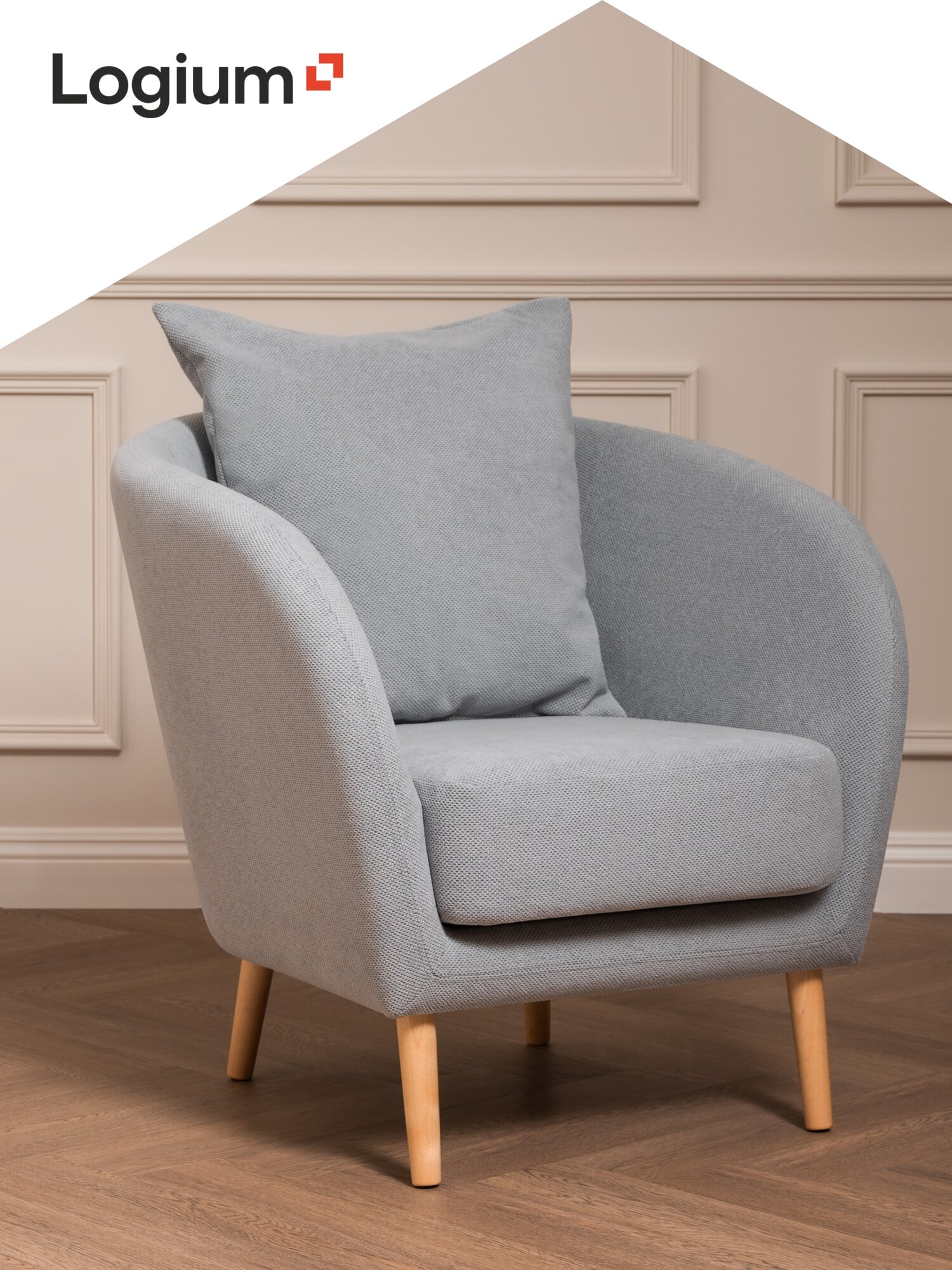 Кресло для отдыха Кенни LOGIUM, интерьерное, ТК 596 Mikea 12, велюр, серо-голубой
