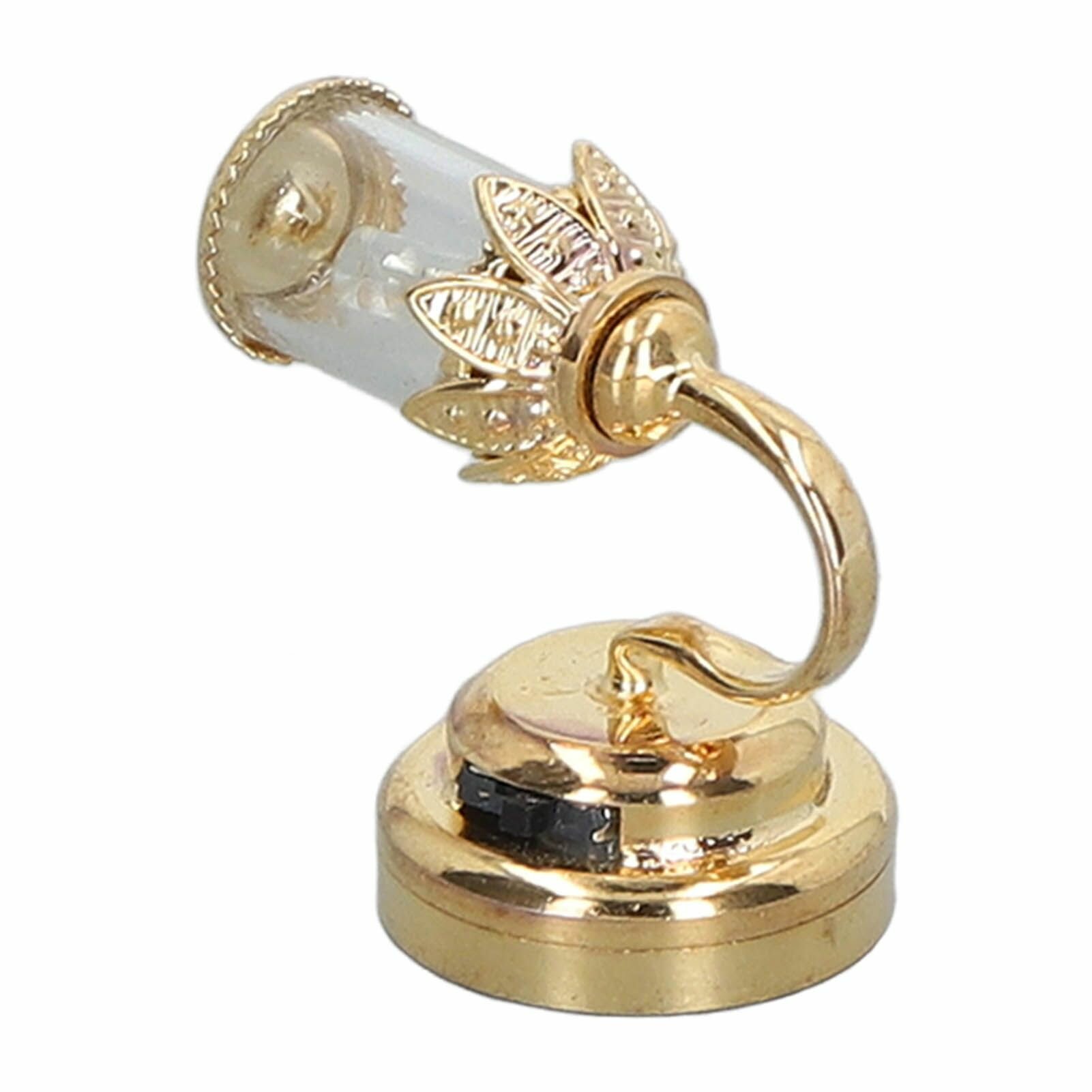 Лампа для кукольного домика 1:12 с золотой металлической основой и прозрачным абажуром, детали для декора и коллекционирования