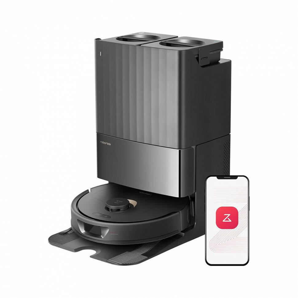 Roborock QRevo Black — интеллектуальный робот-пылесос с автоматической станцией самоочистки.