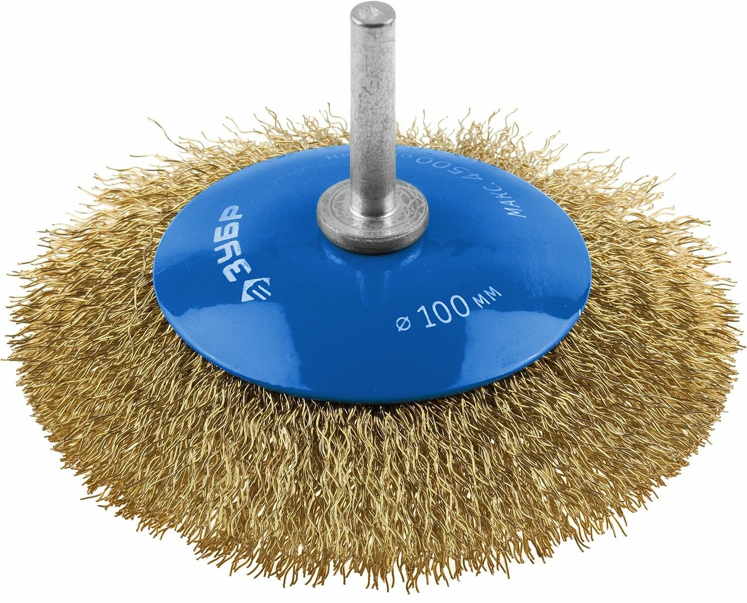 Коническая щетка ЗУБР, 100 мм, витая латунированная, стальная 0.3 мм, для дрели, профессиональная 35233-100_z02