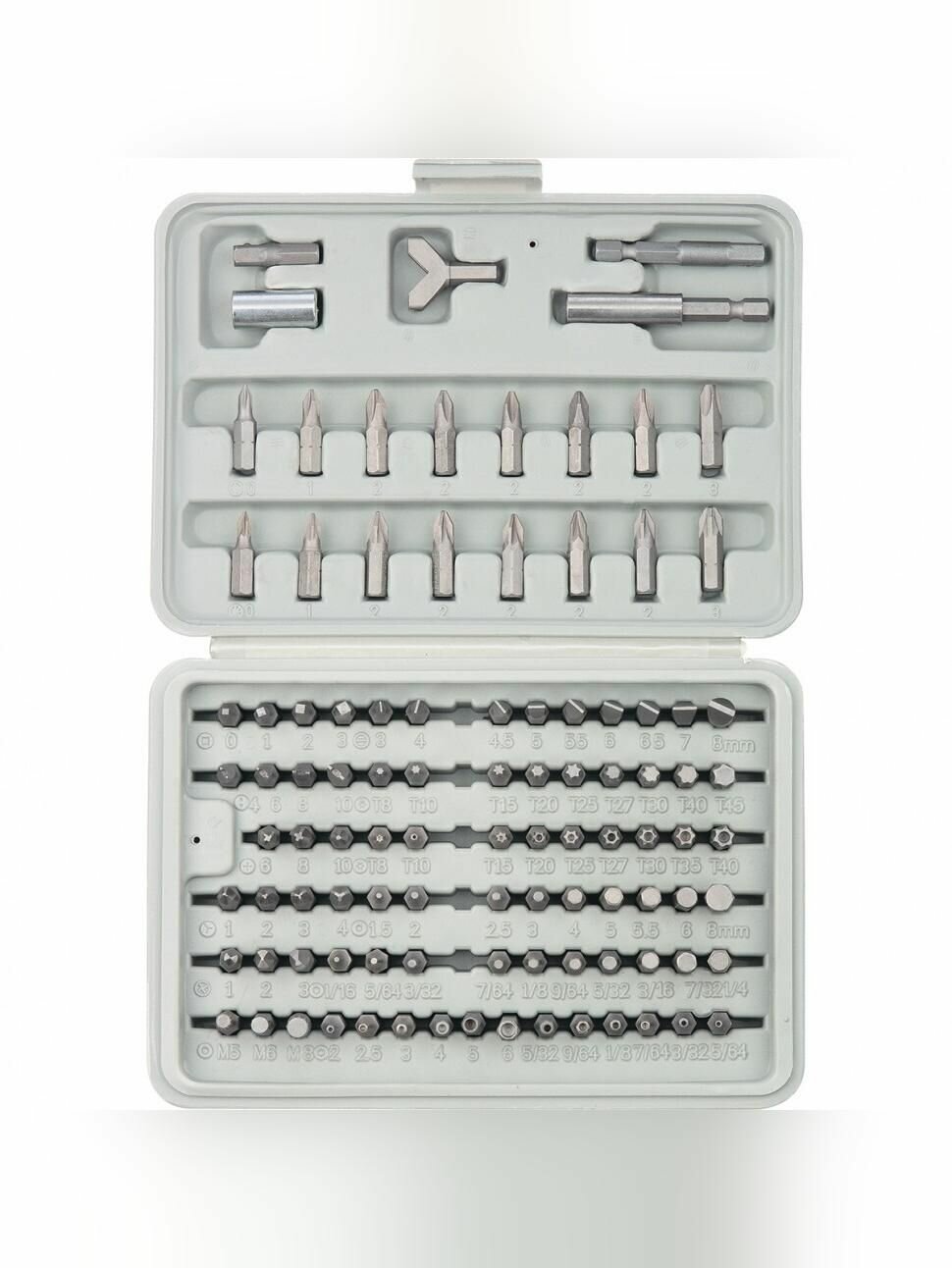 Набор бит, адаптеры для бит, CrV, 100 предметов, пластиковый кейс Sparta 113975