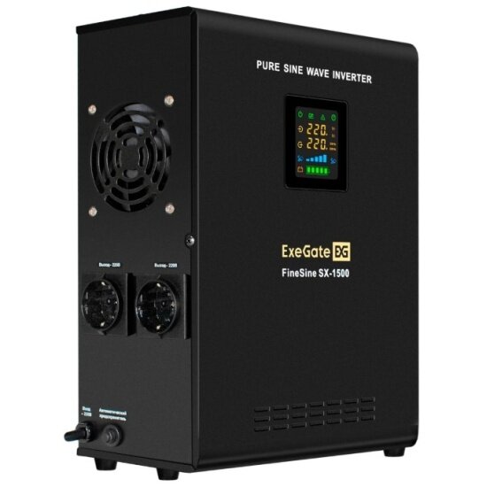 Источники бесперебойного питания инвертор, синус, для котла, настенный Exegate FineSine SX-1500. LCD. AVR.2SH 1500VA/1050W