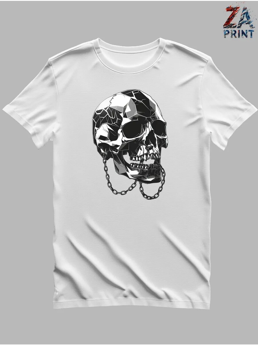 Футболка череп стиль принт