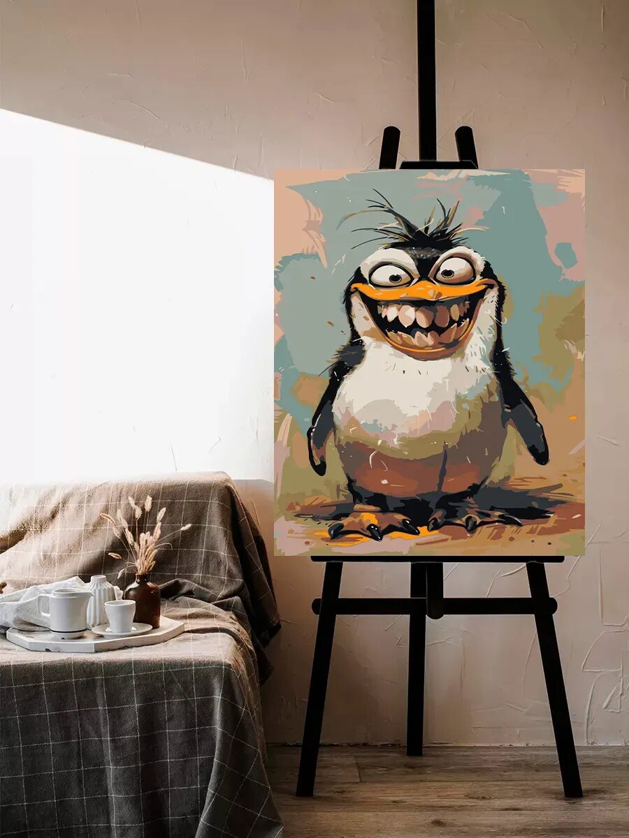 Картина по номерам Мультяшный Смешной Пингвин Животное