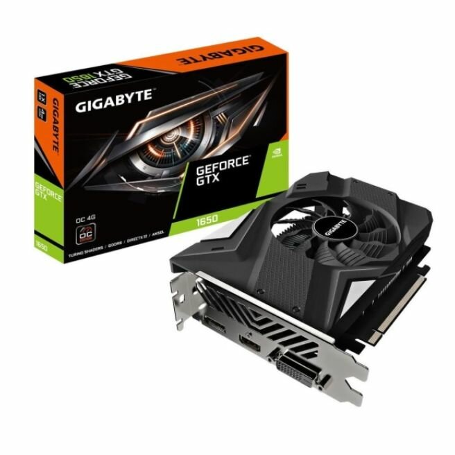 Видеокарта GIGABYTE GeForce GTX 1650 D6 OC 4G 4.0 (GV-N1656OC-4GD 4.0) - PCI Express 3.0/3.1 x16, 4 ГБ, GDDR6, 128 бит, DisplayPort, DVI, HDMI, GPU 1590 МГц