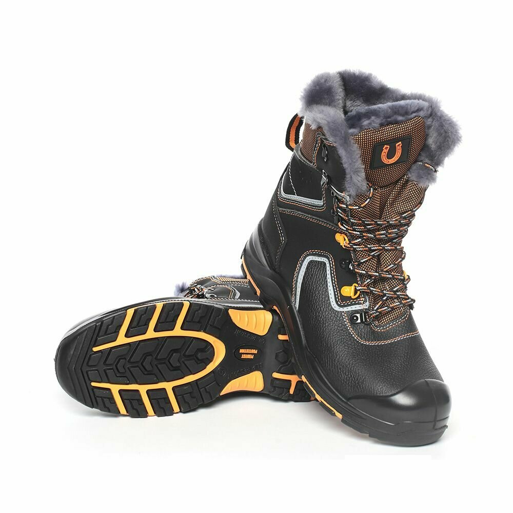 Ботинки рабочие с высоким берцем PERFECT PROTECTION ПУ-Нитрил с ПП и АС нат. мех