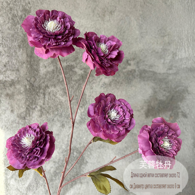 Цветок Advanced sense simulation, 3 головки, мелалеука, гибискус, пион-5 палочек