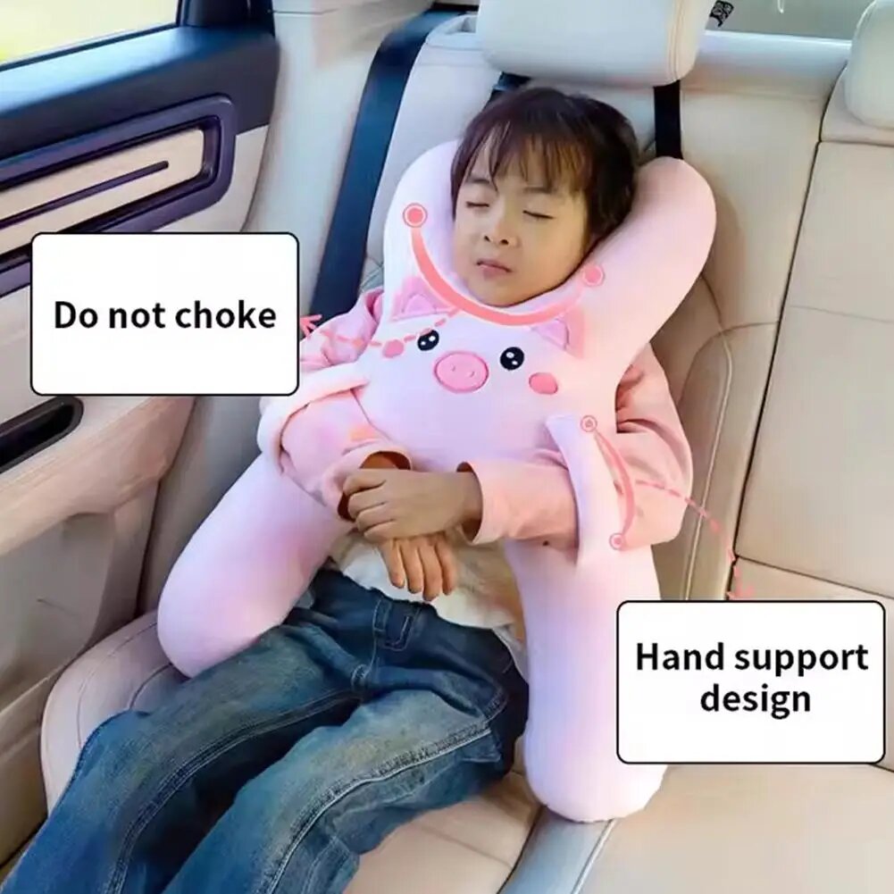 Детская автомобильная подушка для шеи с героями мультфильмов и ремнем безопасности, поясничная опора
