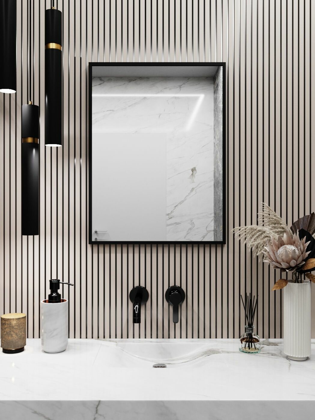 Зеркало настенное 60х40 см. BLX MIRROR в ванную в алюминиевой раме, Черное