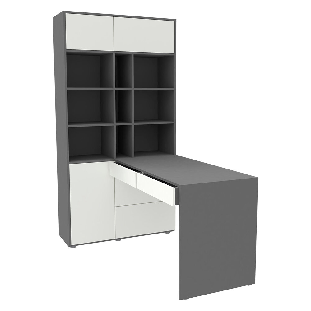 Стол письменный со стеллажом 1000 Темно-серый Белый