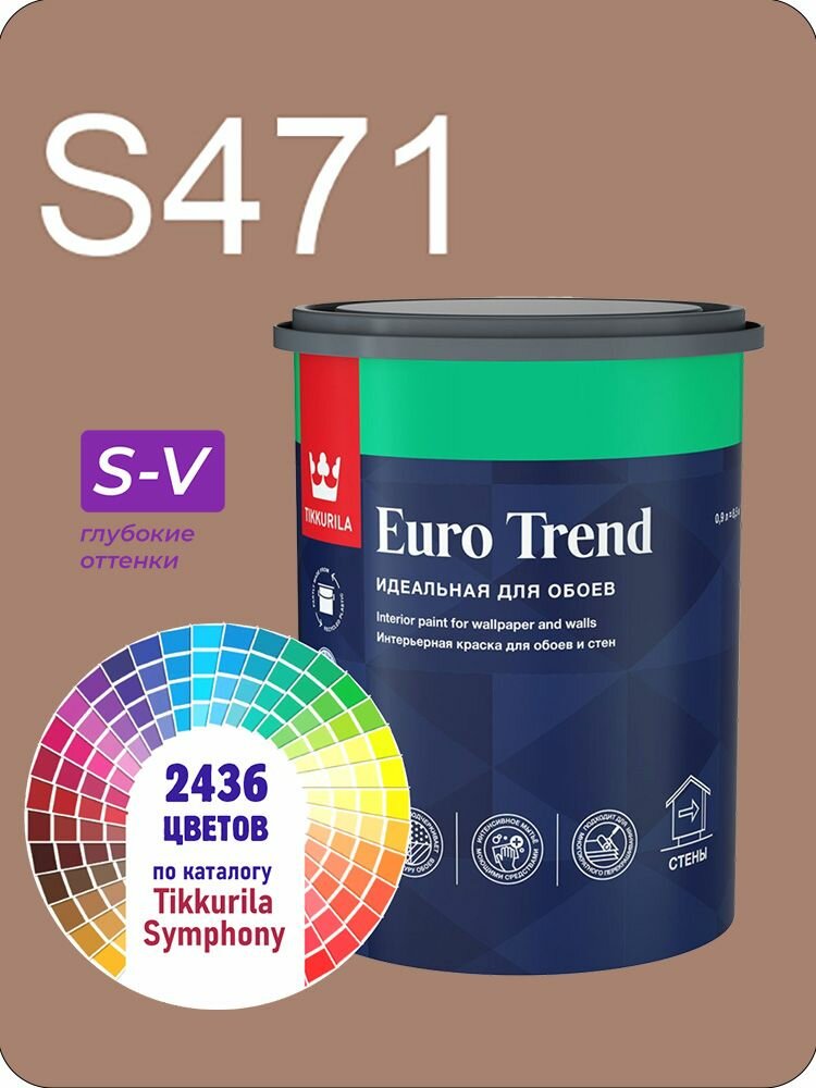 Краска для обоев Tikkurila Euro Trend 0,9л. глубокие оттенки S471