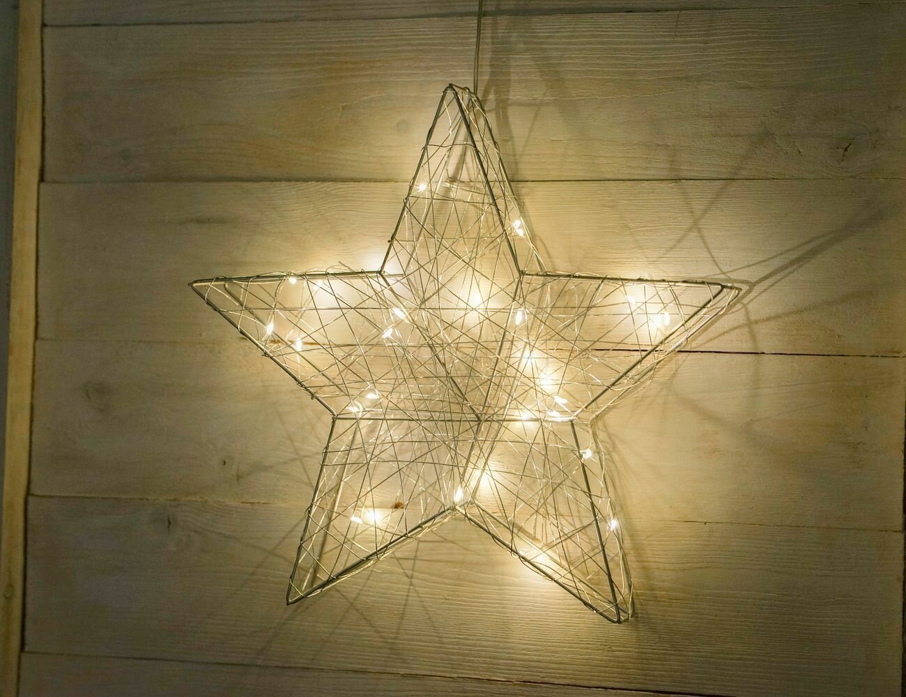 Декоративная светящаяся звезда лантисель сильвер, металл, 30 тёплых белых LED-огней, 30 см, таймер, батарейки, Koopman International AMZ106260