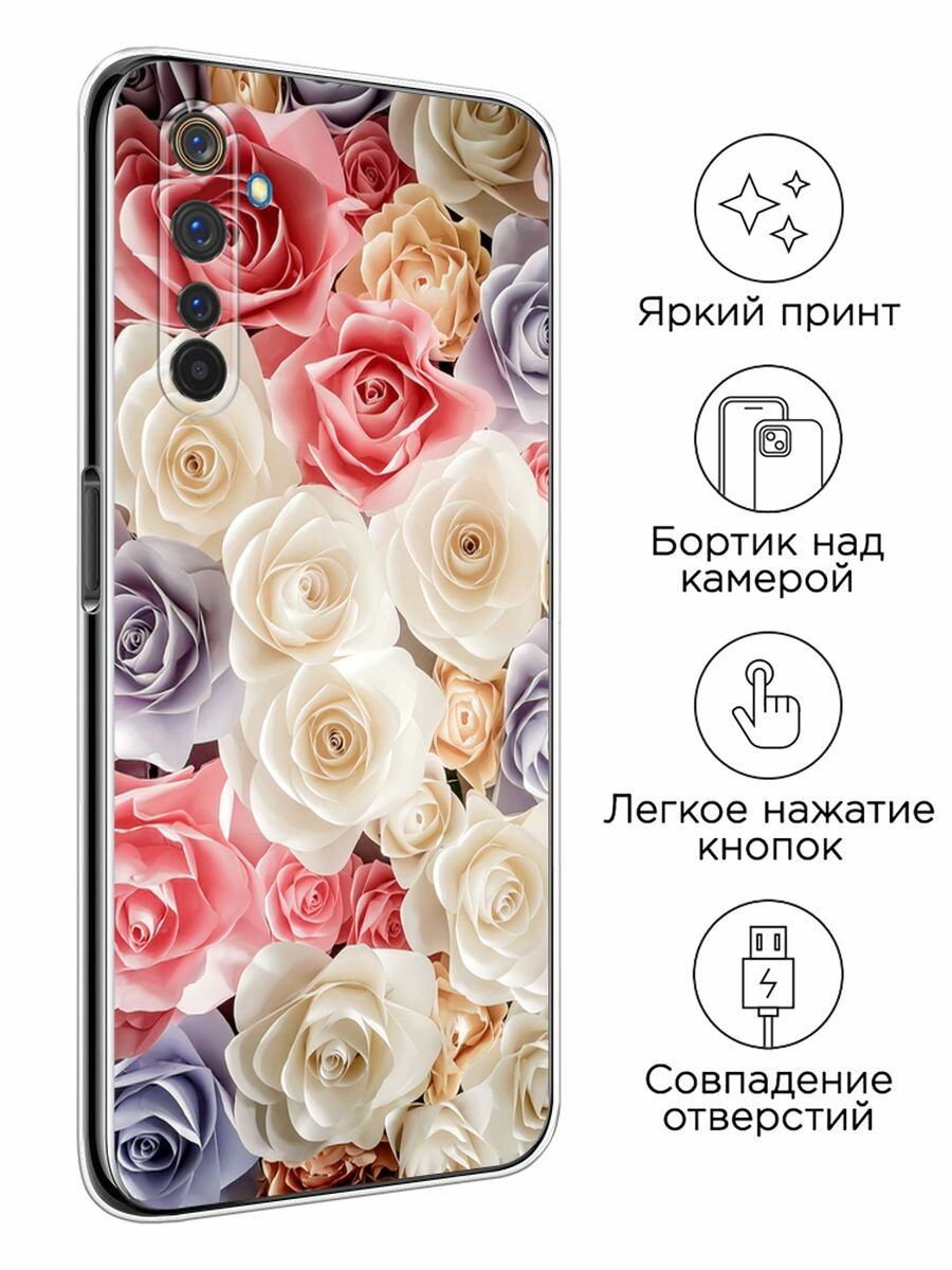 Чехол на Realme 6 Pro / Реалми 6 Про с принтом "Пастельные розы" — фото 1