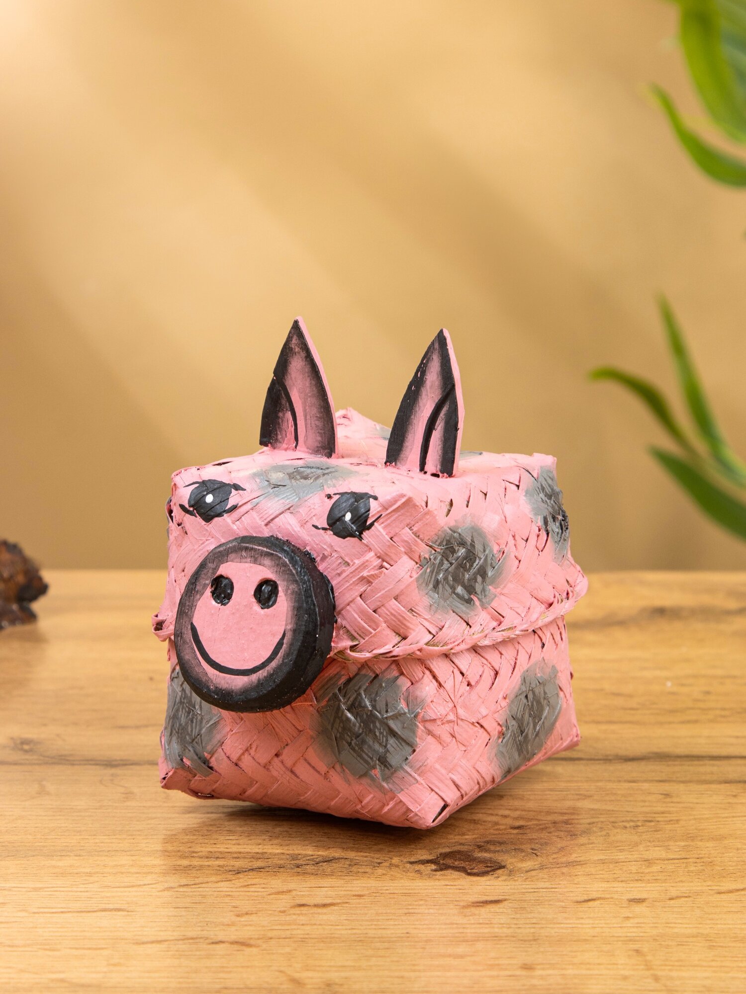 Корзинка для хранения «Поросёнок», размер 8×8×13 см, материал бамбук