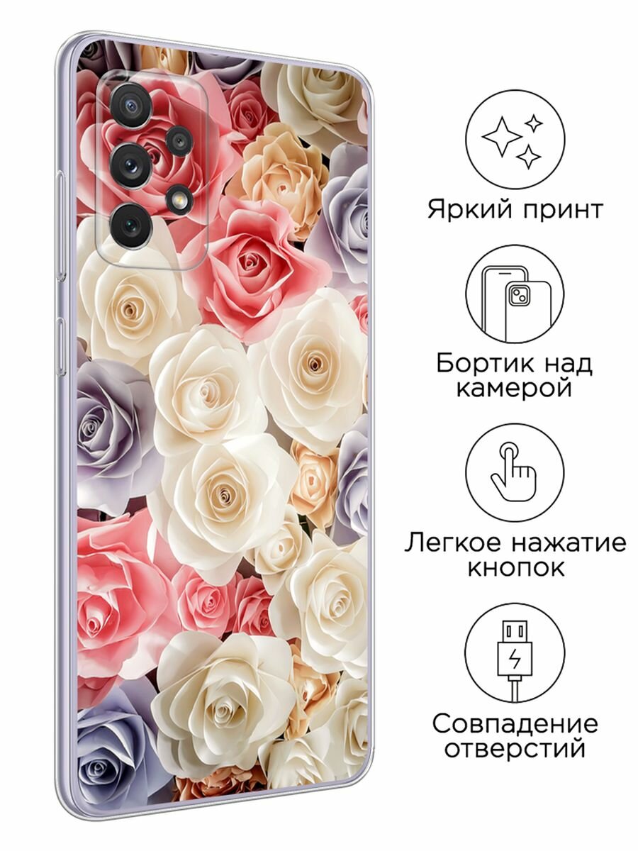 Чехол на Samsung Galaxy A73 / Самсунг Галакси А73 с принтом "Пастельные розы" — фото 1