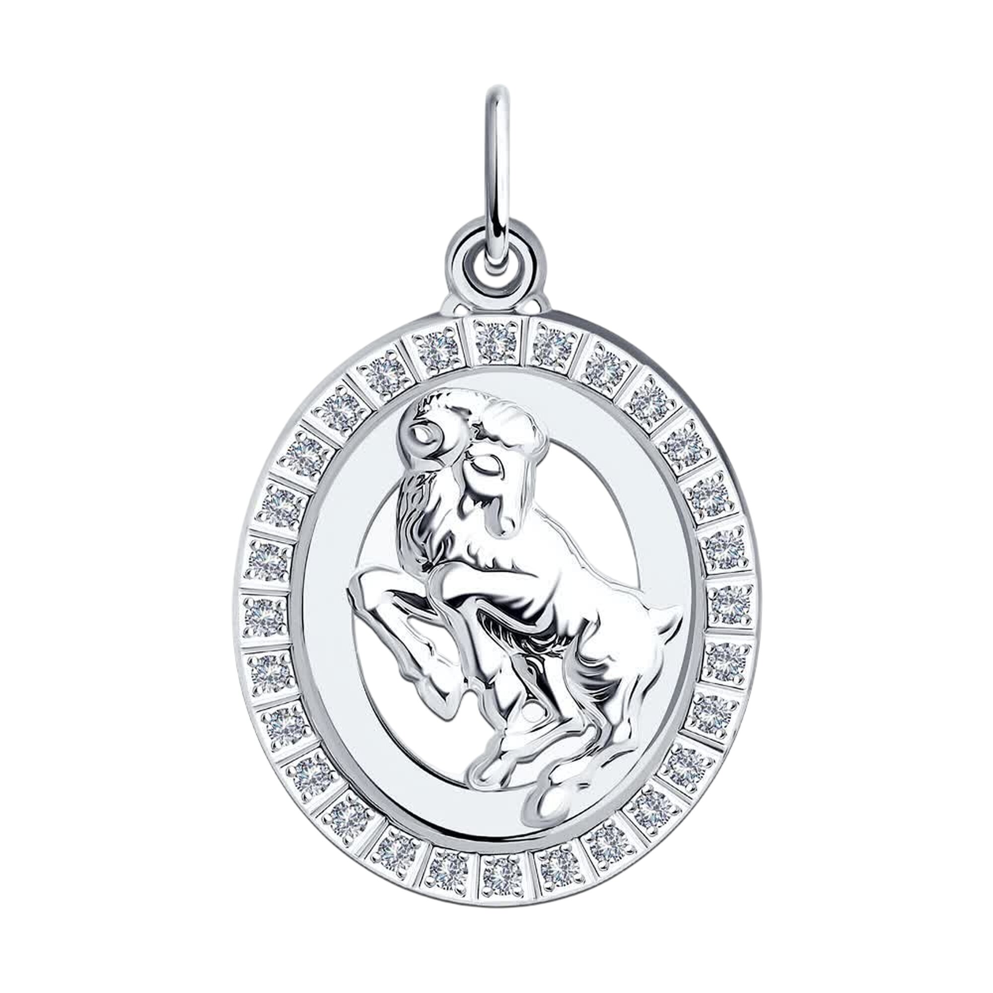 Подвеска Diamant online, серебро, 925 проба, родирование, фианит