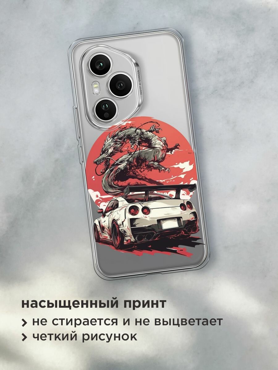 Чехол на Honor 400 Pro / Хонор 400 Про с принтом "Car and dragon", прозрачный — фото 1