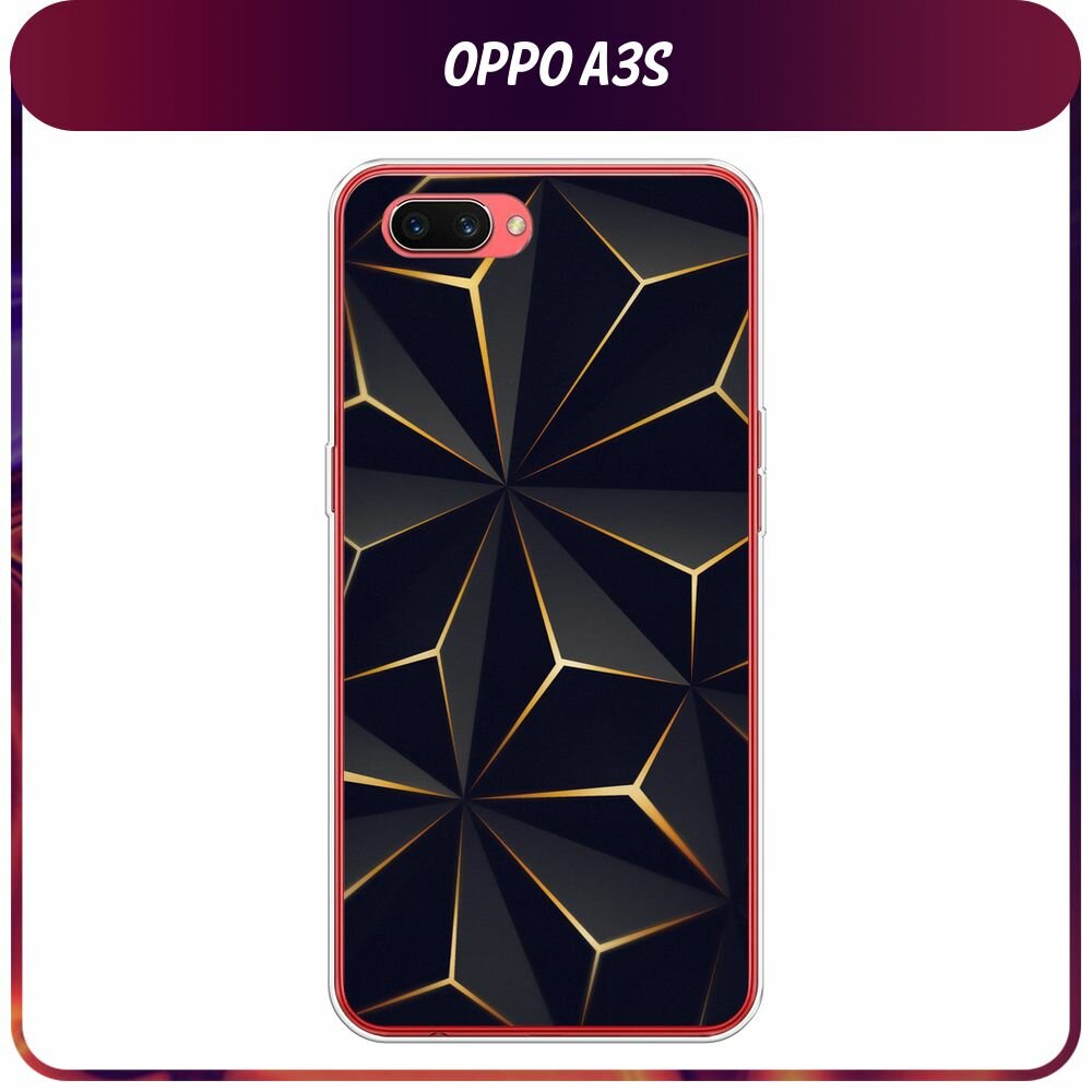 Силиконовый чехол на Oppo A3s / Oppo A3s с принтом "Черные полигоны"