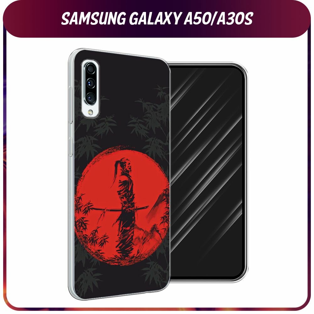 Чехол на Samsung Galaxy A50/A30s / Самсунг Галакси A50/A30s с принтом "Самурай на красном фоне"
