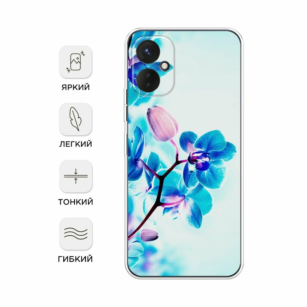 Чехол на Tecno Spark 9 Pro / Техно Спарк 9 Про с принтом "Голубая орхидея" — фото 1