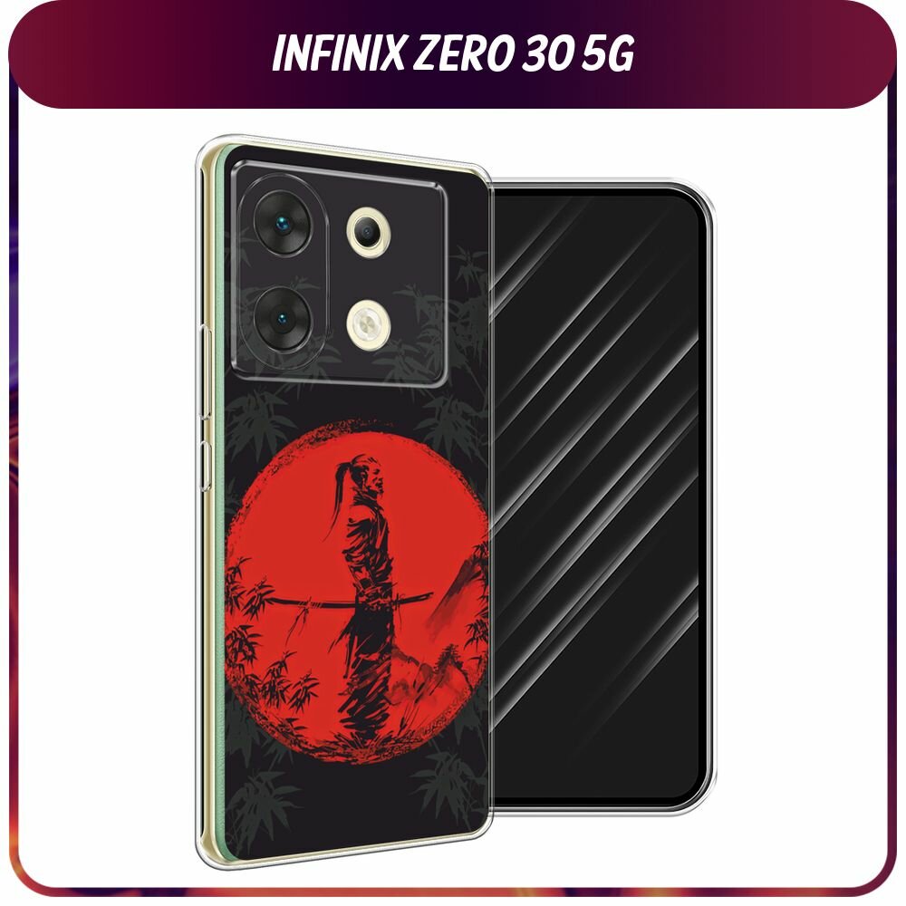 Чехол на Infinix Zero 30 5G / Инфиникс Зеро 30 5G с принтом "Самурай на красном фоне"