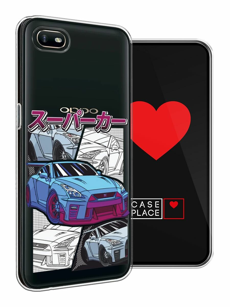Чехол на Oppo A1k / Оппо А1к с принтом "JDM коллаж", прозрачный — фото 1