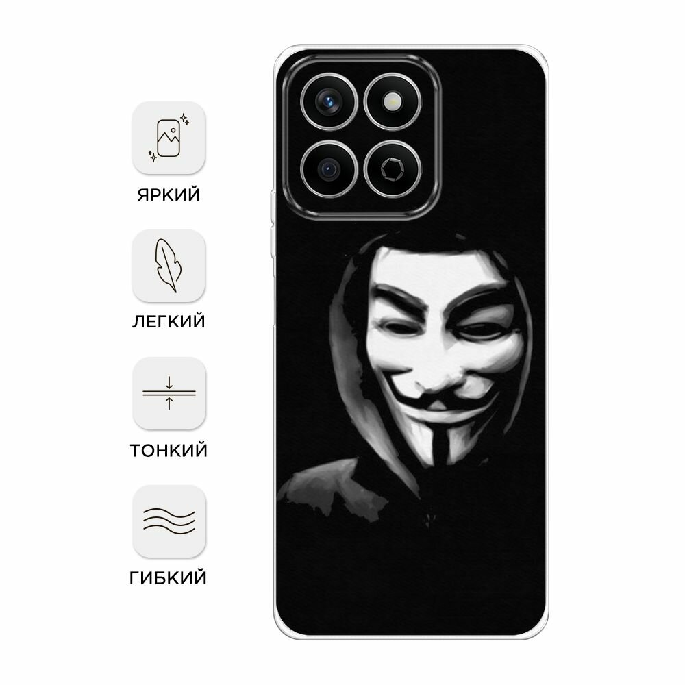 Силиконовый чехол на Honor X7c / Хонор X7c с принтом "Анонимус" — фото 1