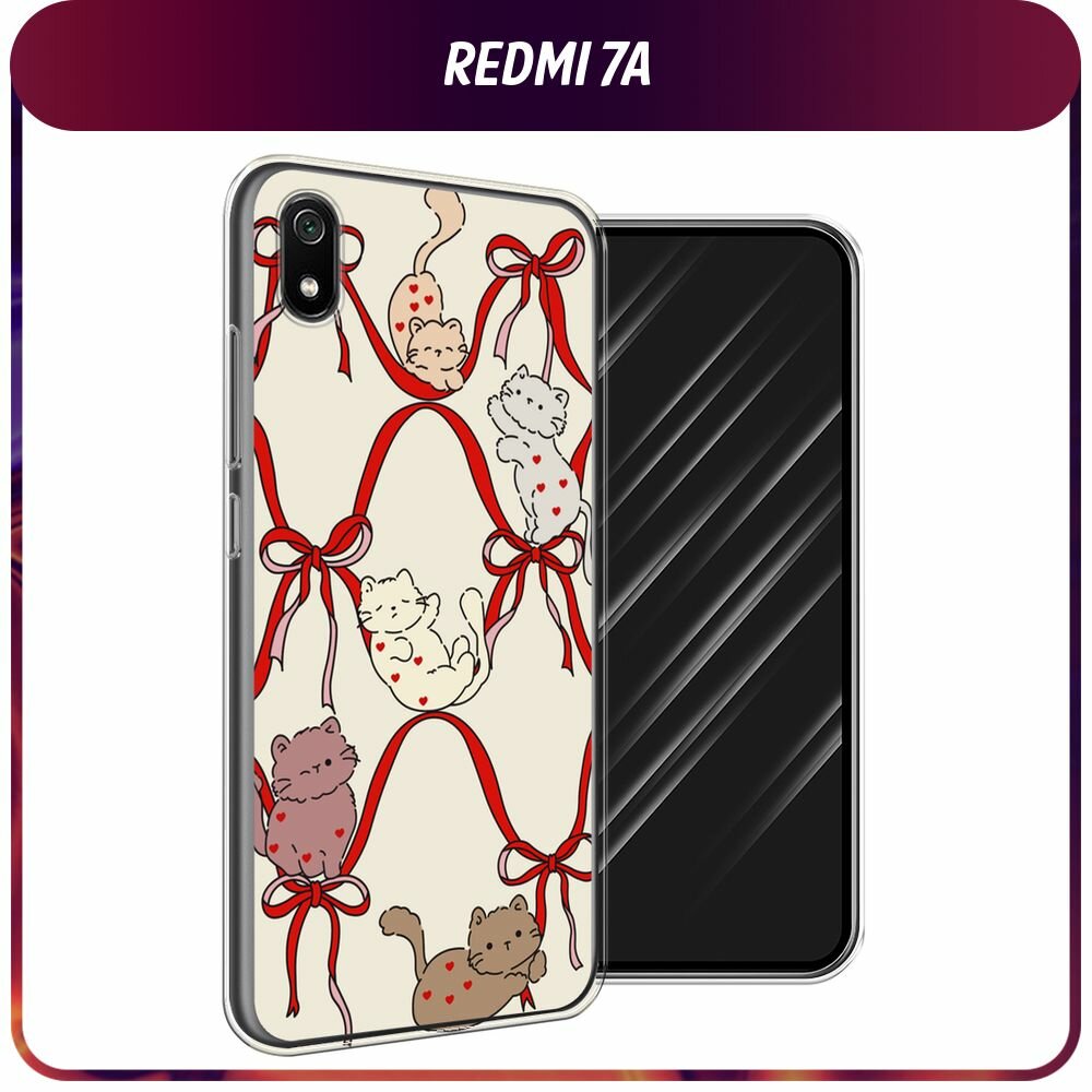 Чехол на Xiaomi Redmi 7A / Сяоми Редми 7А с принтом "Котики в ленточках 1"