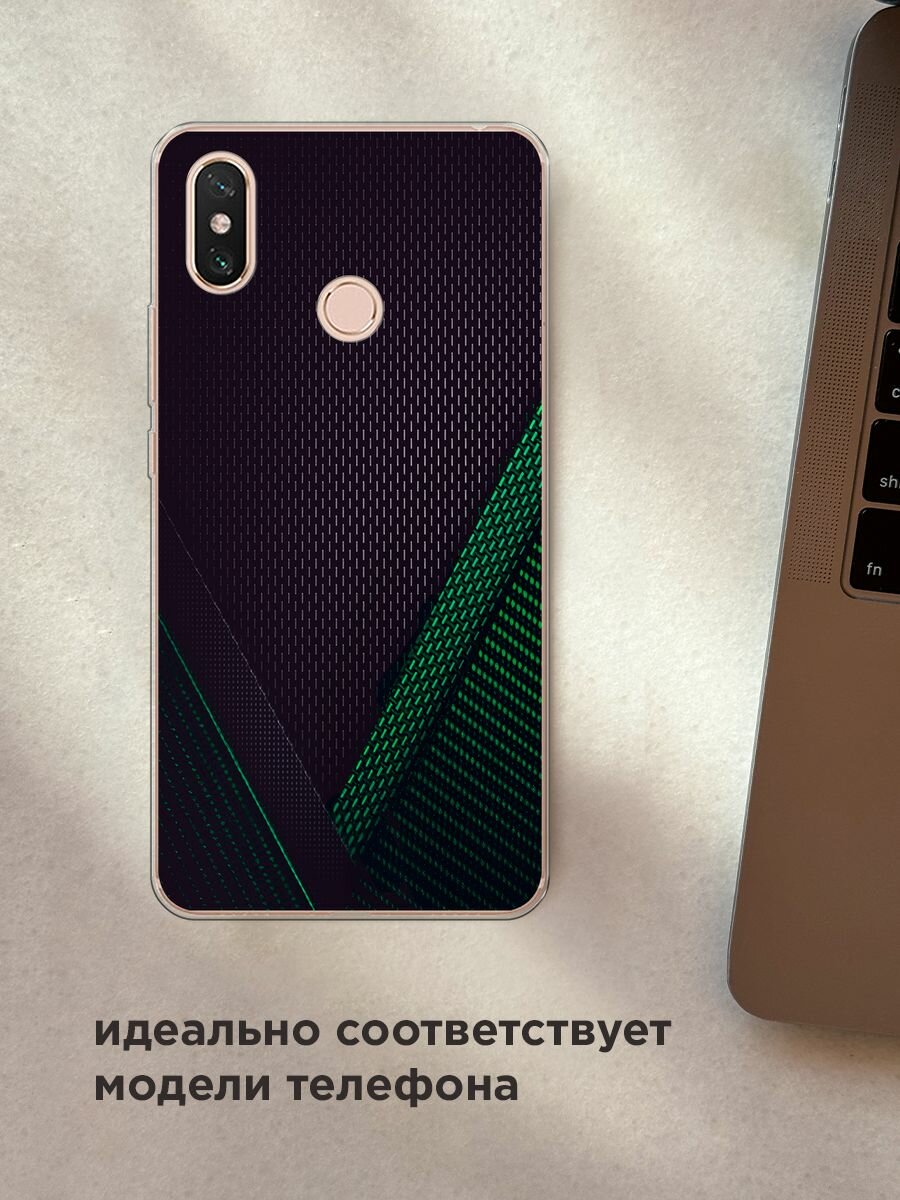 Чехол на Xiaomi Mi Max 3 / Сяоми Ми Макс 3 с принтом "Зеленый карбон" — фото 1