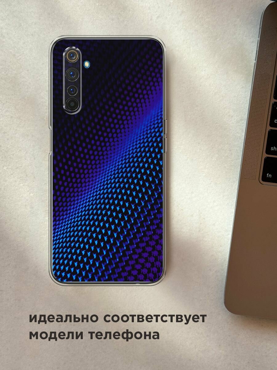 Чехол на Realme 6 Pro / Реалми 6 Про с принтом "Синий карбон" — фото 1