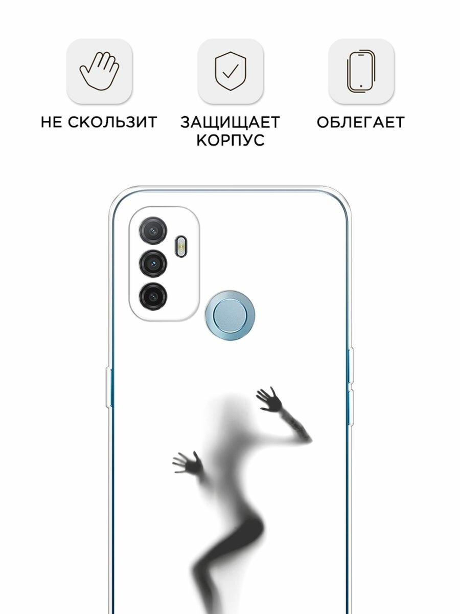 Силиконовый чехол на Oppo A53 / Оппо А53 с принтом "Девушка в душе" — фото 1