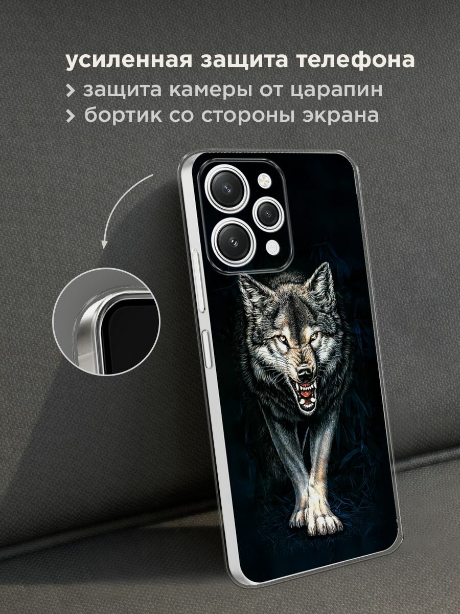 Чехол на Xiaomi Redmi 12 / Сяоми Редми 12 с принтом "Злобный волк из ночи" — фото 1