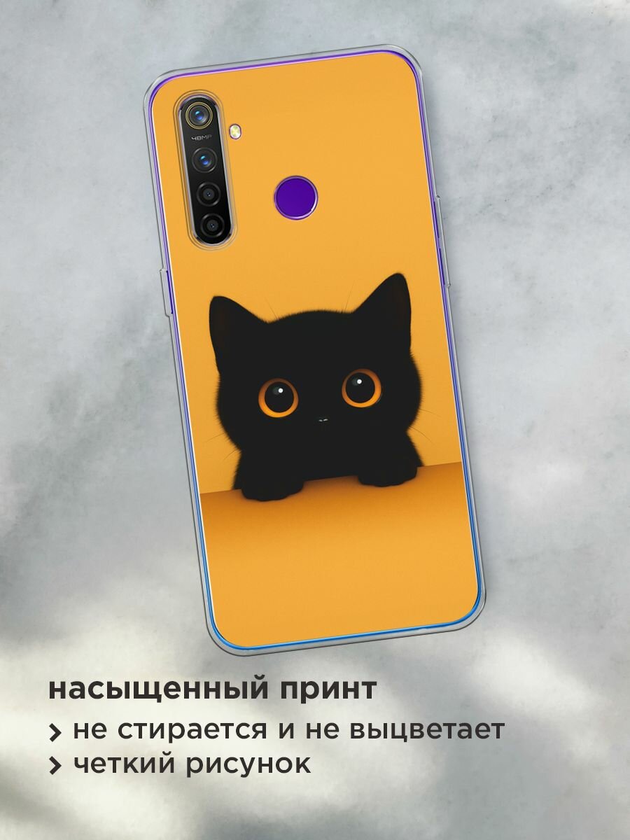 Чехол на Realme 5 Pro / Реалми 5 Про с принтом "Контрастный котик" — фото 1
