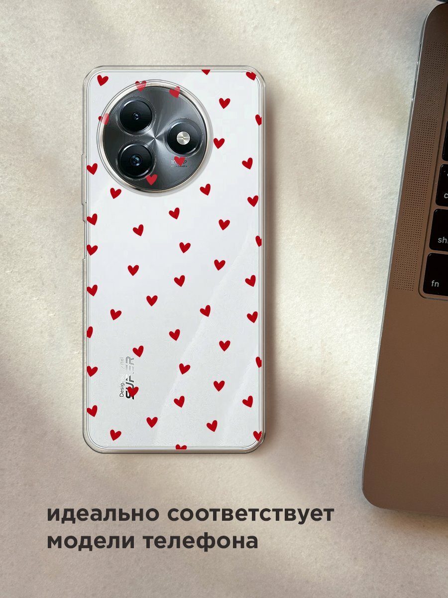 Чехол на Itel S24 / Ител S24 с принтом "Red hearts", прозрачный — фото 1