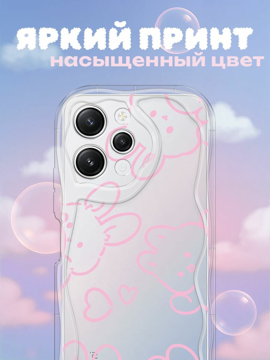 Чехол на Xiaomi Redmi 12 / Редми 12 с принтом "Контурные зайцы" — фото 1