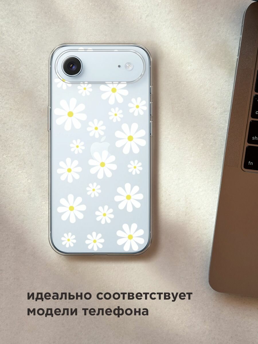 Чехол на Apple iPhone Air / Айфон Айр с принтом "Большие ромашки", прозрачный — фото 1